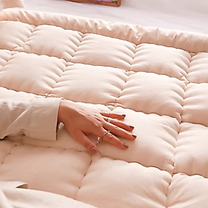 Wow 100% Organic Merino Wool Pillow Top Mattress Topper 2" for Back Pain Relief | Non-Toxic Raw Cotton Cover | Natural Cooling Quilted Fitted Mattress Pad | Hand Made Authentic Comfort | Medium Firm