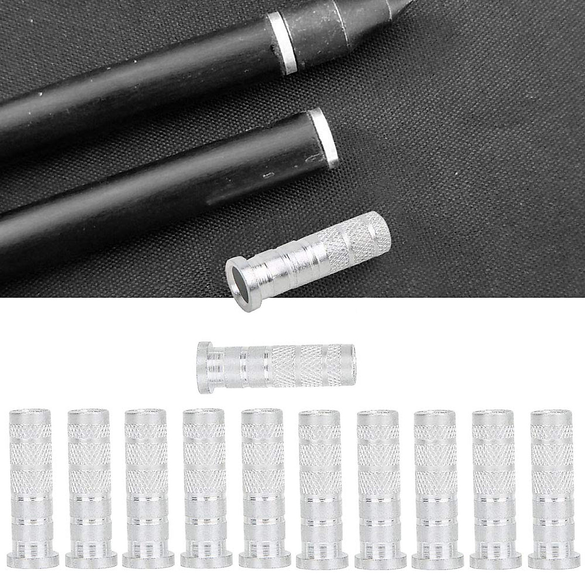 Zerone 12Pcs Replacements Archery Base Inserts, Standard 6.2mm/0.24in Aluminum Carbon Arrow Shaft Hunting Accessory