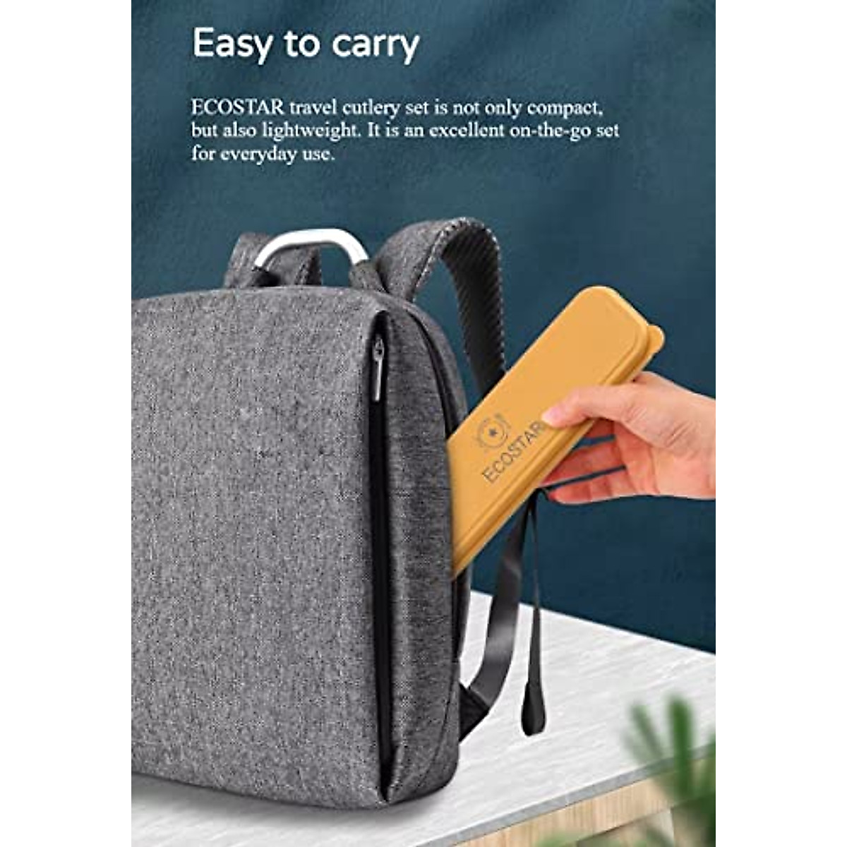 ECOSTAR Reusable Utensils set with Case, Portable Wheat Straw Cutlery Set, BPA-Free and Eco-friendly Knife Spoon Fork, Travel Utensils for Office, Dorm, and On-the-go (Coral, 4)