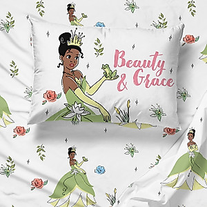 Jay Franco Disney The Princess and The Frog Beauty & Grace Twin Size Sheet Set - 3 Piece Set Super Soft and Cozy Kid’s Bedding Featuring Tiana - Fade Resistant Microfiber Sheets