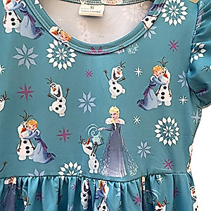 Adorable Little Kid Girls Princess Collection Dress, Fit for 2-7 Years Toddler Girls, Crew Neck Collar, Flutter Sleeves, Knee Length Blue-Green/Medium