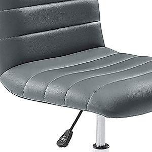 Modway Ripple Ribbed Armless Mid Back Swivel Computer Desk Office Chair In Gray