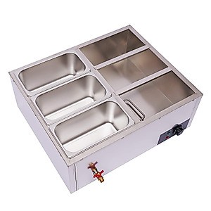 6-Pan Commercial Food Warmer Stainless Steel Electric Soup Warmer Hot Well Bain Marie Food Warmer Restaurant Table Food Steamer