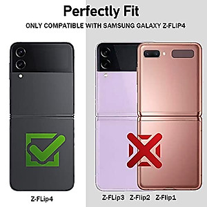 Vitodo for Galaxy Z Flip 4 Case with Ring Holder, Genuine Leather Material Built-in Back Screen Protector Shockproof Protective Phone Cover Slim fit for Samsung Galaxy Z Flip4 5g (2022) - Black