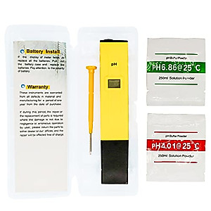 CityFarmer PH Pen, Digital pH Meter, PH Meter for Water Hydroponics, with 2 Pack of Calibration Solution Mixture Included
