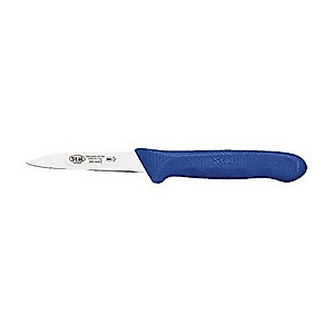 Winco KWP-30U Stäl Stamped Cutlery Paring Knife 3-1/4" Stainless Steel Blade, Blue Plastic Handle, Set of 2