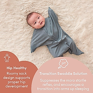 SleepingBaby Zipadee-Zip Cozy Transition Swaddle - with Zipper, Polyester, Spandex - Roomy Baby Wearable Blanket for Easy Diaper Changes - Classic Grey, Small (4-8 Month)