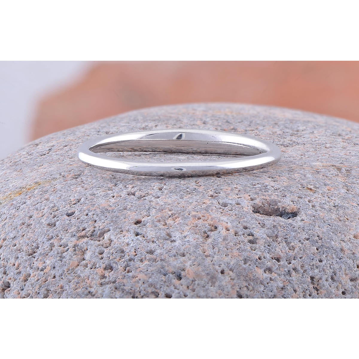 SILVERCLOSEOUT Rhodium Plated Sterling Silver Thin Stackable Womens Love Ring Thin Stacking Rings- Size 11