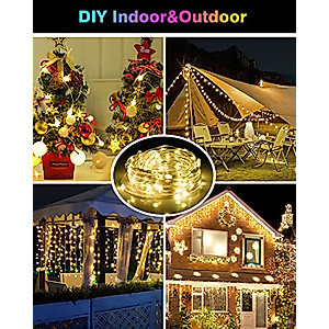 MIHAZ Fairy Lights 16.4ft, RGB Multicolor Changing APP Music Sync Christmas Outdoor String Lights with Remote, USB Control Waterproof DIY Multi-Mode Twinkle Rope Lights Kits for Garden Bedroom Party