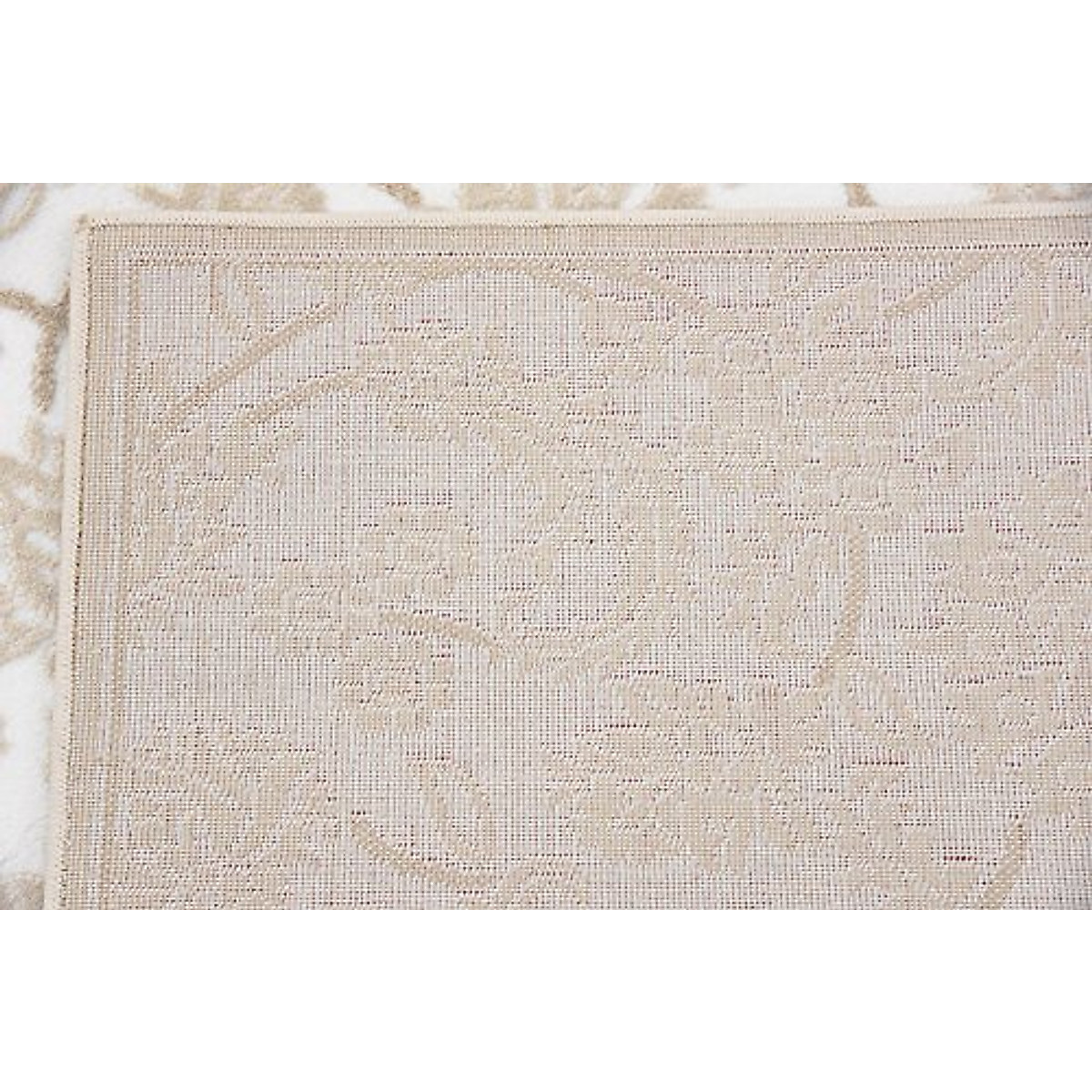 Unique Loom Rushmore Collection Area Rug - Taft (3' x 9' 10" Runner, Snow White/ Beige)