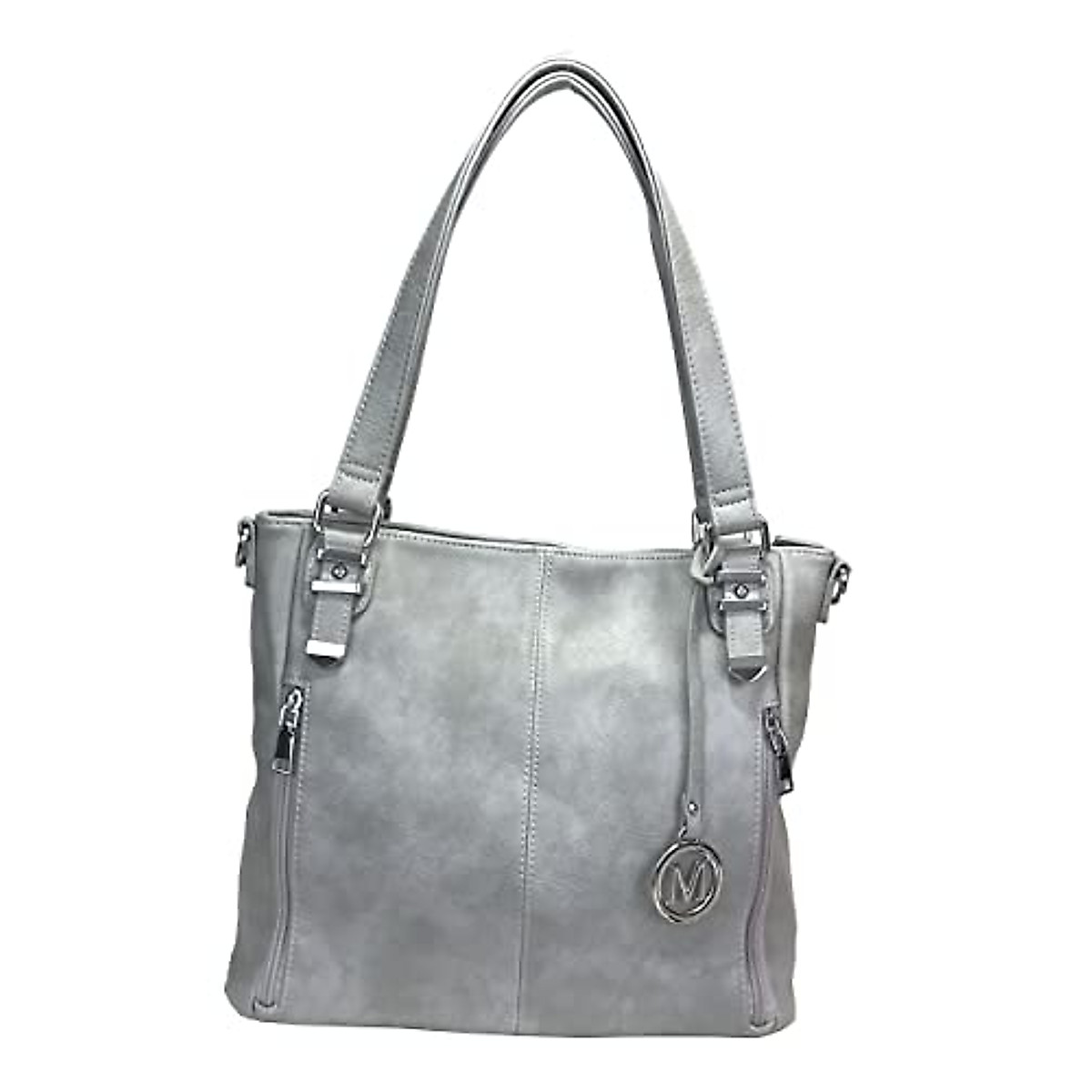 Zzfab Concealed Carry Hobo Bag with Hidden Lock Multi Pockets CCW Tote Bag Grey