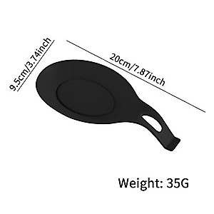 Spoon Rest, Silicone Kitchen Untensil Holder,Use for Kitchen Utensils, Gadget, Table Cutlery,Kitchen GiftsBlack