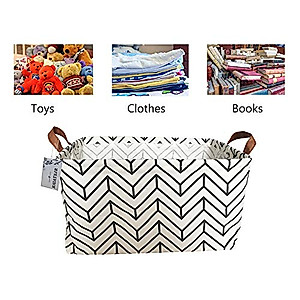 Rectangular Canvas Storage Bins,Waterproof Storage Basket,Collapsible Toy Organizer Bin with Handles for Clothes Storage, Kid's Toy & Book Storage (A Geometric)