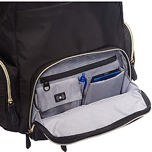 Kenneth Cole REACTION Women's Sophie Backpack Silky Nylon 15" Laptop & Tablet RFID Bookbag for School, Work, & Travel, Black with 20" Carry-On, One Size
