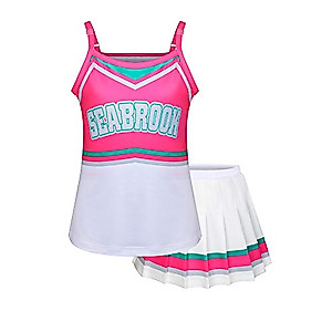 Econbitiry Zombies Cheerleader Costumes for Girls Toddler Cheerleading Outfit Halloween Dress for Party Birthday Rose