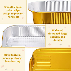 15 Pack Gold Aluminum Pan 9 x 13 Inches with Clear Lids Disposable Aluminum Foil Baking Pans Foil Pans Microwave Oven Safe for Cooking Heating Baking Storage BBQ