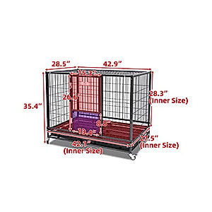 Homey Pet 43" Stackable Heavy Duty Cage W/Feeding Door, Casters and Tray
