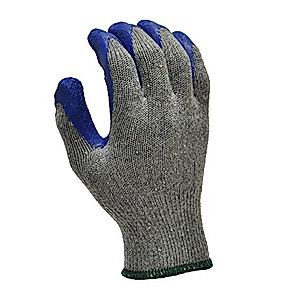 G & F 1511L-DZ Rubber Latex Coated Work Gloves for Construction, Blue, Crinkle Pattern, Men's Large (Sold by dozen, 12 Pairs)