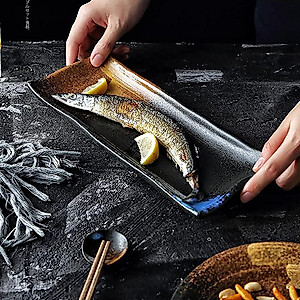 Chip Dinnerware,Kitchen Tableware Set,Ceramics Dinnerware Sets, Dinner Plates and Bowls Sets | 38 Pcs Vintage Frosted Dishes Set- Retro Steak Plates for Family Party