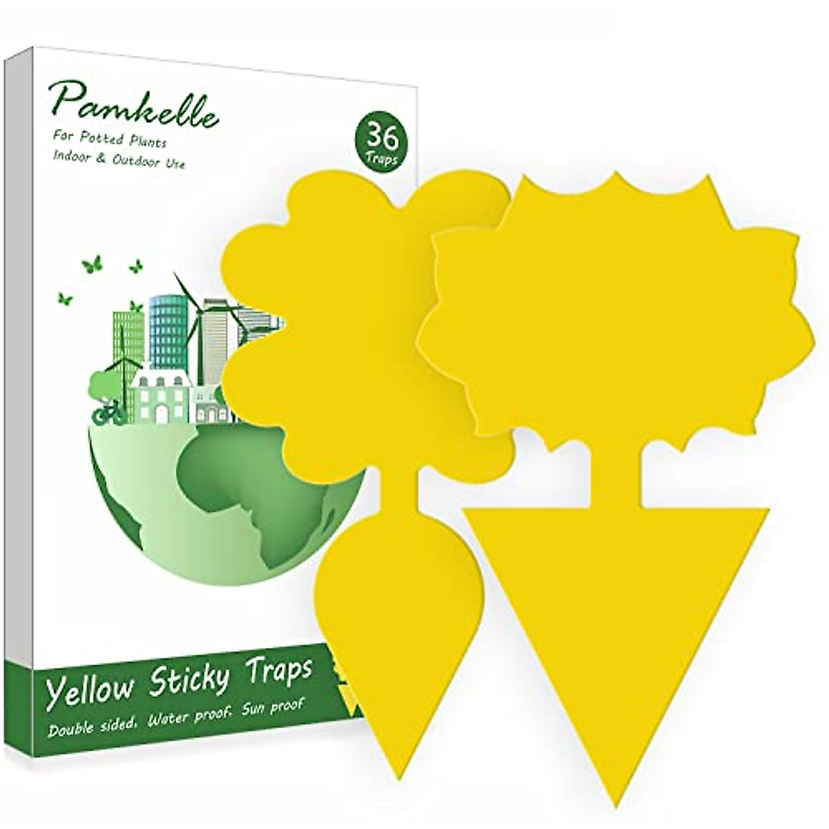 36Pack Fruit Fly Sticky Traps Fungus Gnat Traps Insect Trap for Plants Kitchen Indoor Outdoor White Flies Mosquitos Fungus Gnats Flying Insects Houseplant Gift