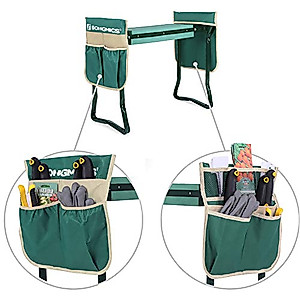 SONGMICS Garden Kneeler and Seat, Gardening Gifts for Women Men, Folding Gardening Stool, with Soft Thick Kneeling Pad, Dark Green UGGK50L