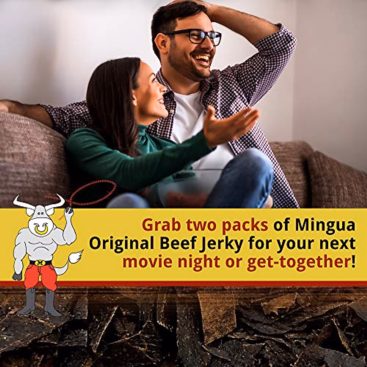 Mingua Beef Jerky in Original Flavor - Nitrite-Free Dried Meat - 100% US Beef (Two 3.5-Ounce Bags)