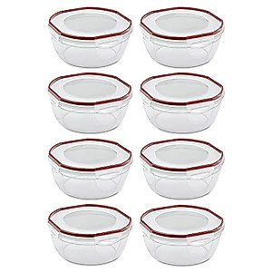 Sterilite Ultra Seal Multipurpose 4.7 Quart Plastic Food Storage Bowl Container with Latching Lid for Storing and Serving, Clear (8 Pack)