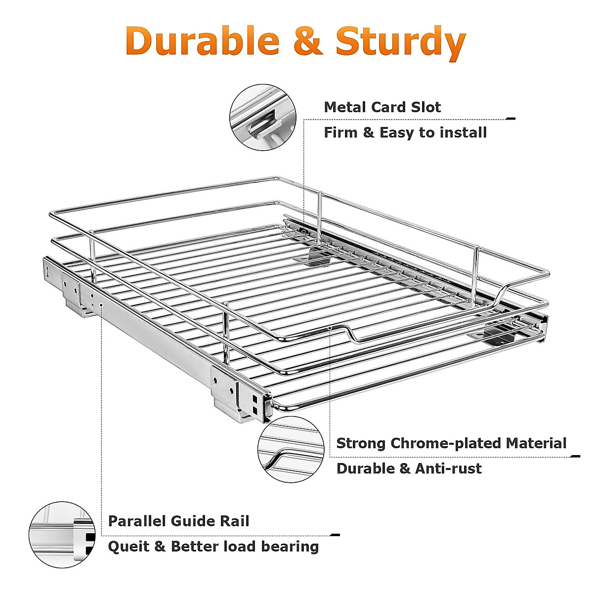G-TING Pull Out Cabinet Organizer, Heavy Duty Slide Out Pantry Shelves Sliding Drawer Storage for Home, Kitchen, Bathroom, 12.44" W x 16.54" D, Request at Least 13 inch Cabinet Opening