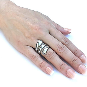 L8ny Designer Style 316 Stainless Steel Plain Women's Fashion Ring (10)