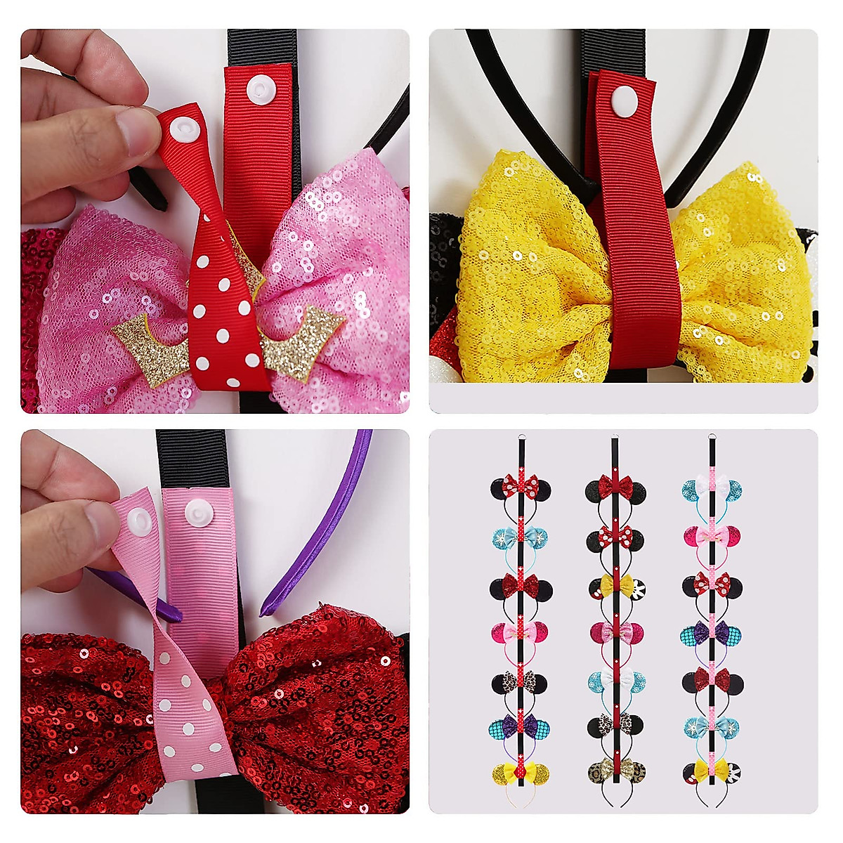 Fancheer 3Pcs Mouse Ears Headband Holder Hair Accessories Storage Headpiece Hanger Organizer Hanging Wall Display Decor