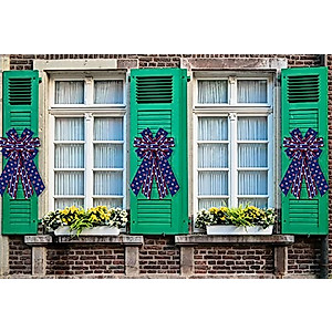 Estivaux 4th of July Ribbons for Crafting, 2.5 Inch ×10 Yard Patriotic Wired Edge Ribbon Blue Natural Burlap Ribbons American Stars Craft Ribbon Bows for Gift Wrapping Independence Day Decorations