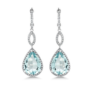 Gem Stone King 925 Sterling Silver Long Drop Dangle Elegant Wedding Bridal Chandelier Teardrop Earrings for Women | 2 Inch | Pear Shape 16X12MM | 20.00 Cttw