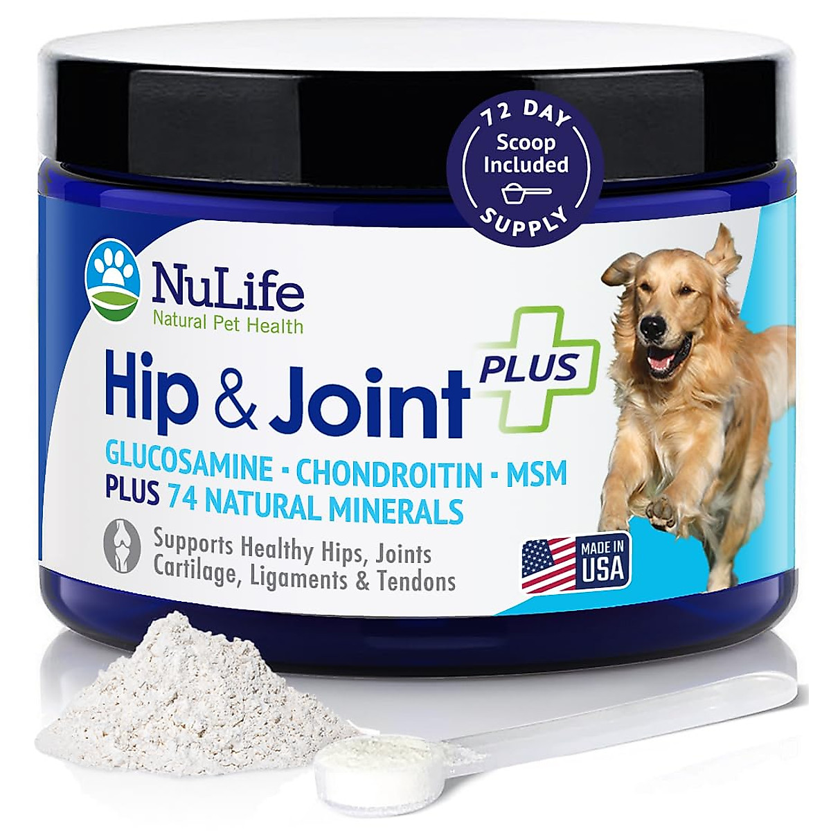 Advanced Glucosamine Powder for Dogs for Arthritis Pain Relief & Hip Dysplasia, Supports Joint Health & Reduces Inflammation with Glucosamine, Chondroitin, MSM & Coral Calcium, 6oz Powder