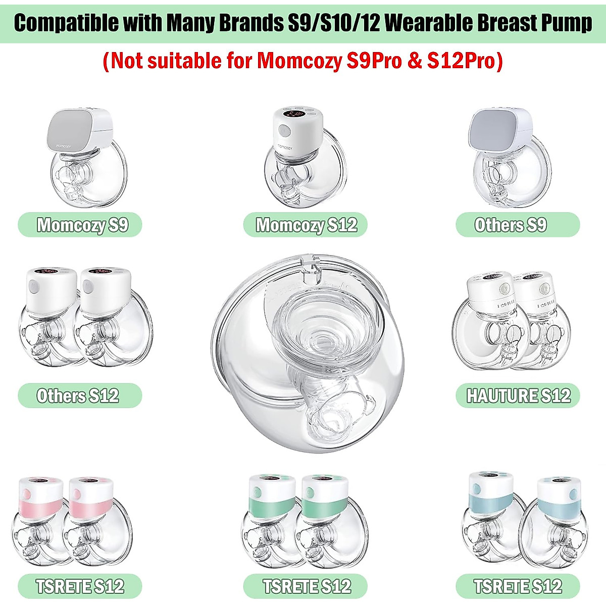 Wearable Breast Pump Accessories Milk Collector Cup,Compatible with TSRETE S12/S9,Kmaier S12 Wearable Breast Pump,Overall Collector Cup 24MM