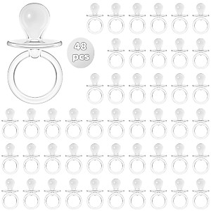 48 Pieces 2.5 Inch Acrylic Baby Pacifiers Baby Shower Favors Gender Reveal Party Decorations for DIY Baby Shower Birthday Party Favors (Clear)