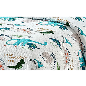 Kids Zone Collection Bedspread Coverlet Kids/Teens Variety Dinosaurs White Green Blue Orange New # Dinosaur Two (Twin)