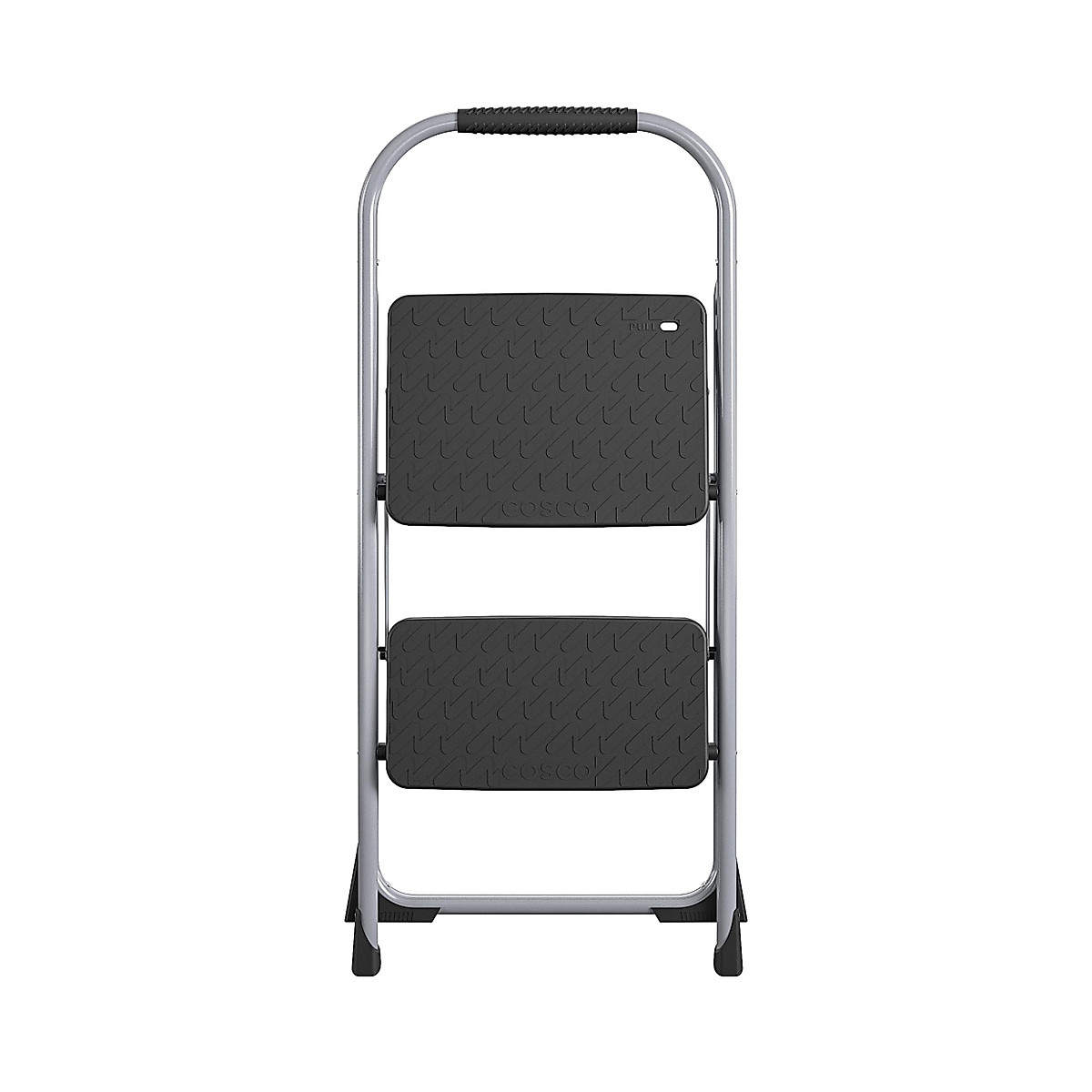 COSCO 11308PBL1E Two Step Big Step Folding Step Stool with Rubber Hand Grip, Gray