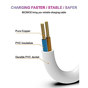 Bicmice USB DC Charging Cable 2.5mm DC Charger Cord 2.7Ft Replacement for Massager-2 Pack(White)
