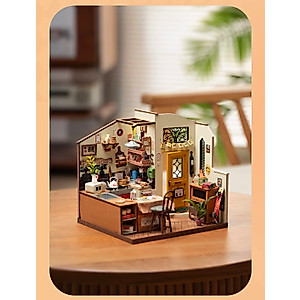 Rowood Miniature House Kit,DIY Miniature Dollhouse Kit for Adults,Model Kits for Adults to Build with LED,Birthday for Teens(Homey Kitchen)