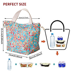 Lunch Bag, Lunch Bento Tote Pouch Reusable Small Cute Lunch Bag with Drawstring Suitable for Girls Women Work Camping Picnic (Daisy Blue)