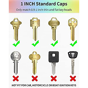 Uniclife 32 Pcs Key Cap Covers 1 Inch Key Head Protectors Soft Flexible Key Identifiers for Standard Regular Thin Flat House Keys (Not Suitable for Odd-Shaped Keys), 8 Colors