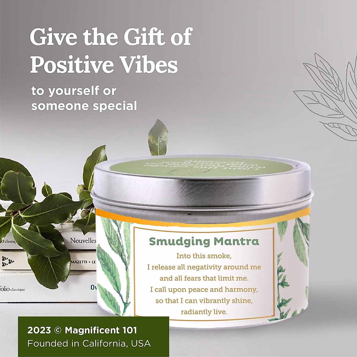 Manifestation Candle Long Lasting Pure White Sage Scented Candle | 6 Oz - 35 Hour Burn | All Natural Soy Wax Smudge Candle for House Energy Cleansing, Positive Vibes & Manifestation