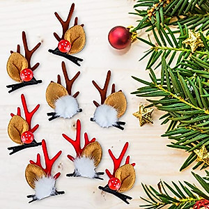 Christmas Antlers Hair Clips - 4 Pairs Hairpins with Reindeer Headband Horn and Ear - Deer Christmas Party Hair Accessories Supplies for Adult and Kids, Kuromi Red