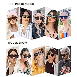 SOJOS Oversized Square Cateye Polarized Sunglasses for Women Men Big Trendy Sunnies SJ2115, Black/Grey