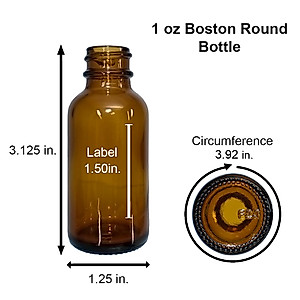 (Pack of 108) 1 oz. Amber Boston Round with Black Graduated Glass Dropper