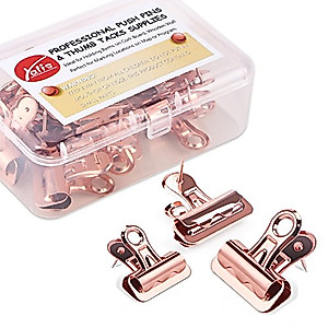 Yalis Push Pins Clips 15-Count, Pinning No Holes for Paper, Creative Paper Clips with Tack for Cork Board and Photo Wall ( Rose Gold)