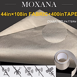 MOXONA Faraday Fabric Kit (44" W × 108" L Fabric + 400" L Tape).Multi-Purpose Conductive Cloth.Premium Soft Material Easy to Cut for DIY Faraday Bags.RFID Fabric.