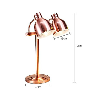WTTTTW Food Heat Lamp, 2-Head Food Warm Lamp Portable Commercial Heat Lamp for Food, Stainless Steel Food Warmer Lamp for Kitchen Restaurant Cafeteria,Brown