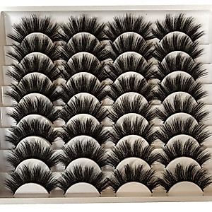 Gmagictobo False Eyelashes 20MM Thick Mink Lashes Pack 16 Pairs Fluffy Dramatic Fake Eyelashes 2 Styles 5D Long Soft Handmade Eye Lashes Multipack
