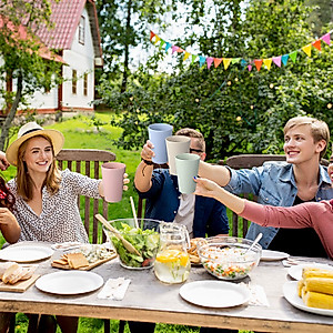 8 Pieces Colorful Drinking Cups 16 oz Unbreakable Reusable Drinking Cup Stackable Healthy Tumbler Water Coffee Milk Tea Cups for Home Kitchen Parties Camping Supply